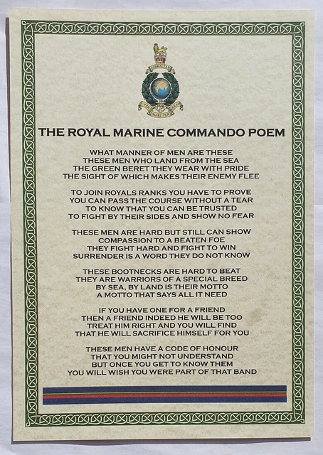 ROYAL MARINES COMMANDO Poem £5.25 - PicClick UK