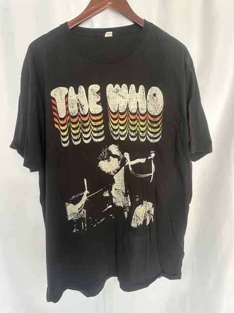 VINTAGE XL THE Who Live Concert Black T-Shirt Shirt Roger Daltrey Pete ...