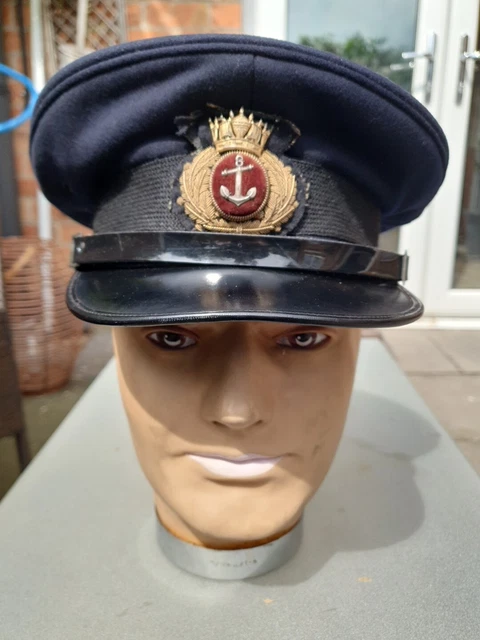 ORIGINAL RARE WW1 WW2 Merchant Navy Officers Black Cap Hat & Badge ...