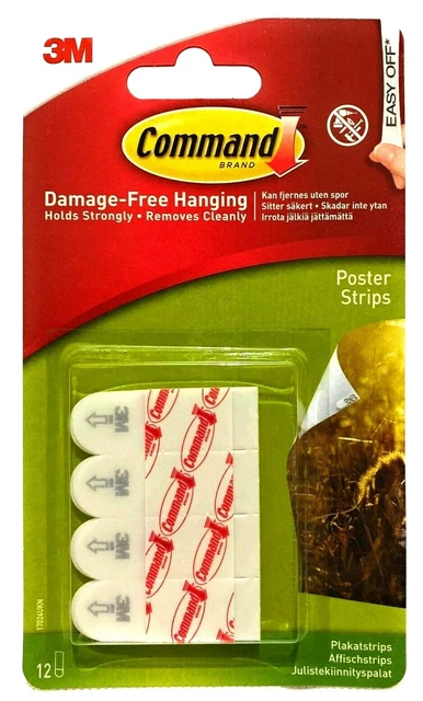 3M COMMAND POSTER Hanging Strips Damage Free Poster Picture Double ...