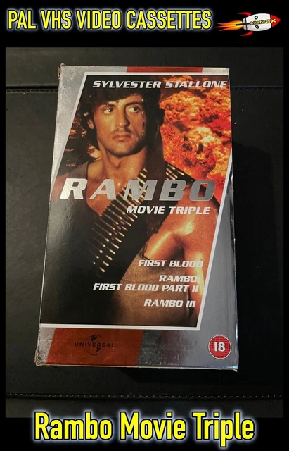 RAMBO MOVIE TRIPLE (3 Films) The Trilogy - PAL VHS Video Cassette Box ...