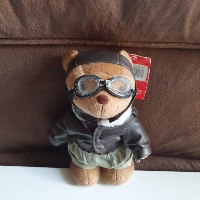 VINTAGE PILOT AVIATOR TEDDY BEAR Toy Battle of Britain Goggles Biggles ...
