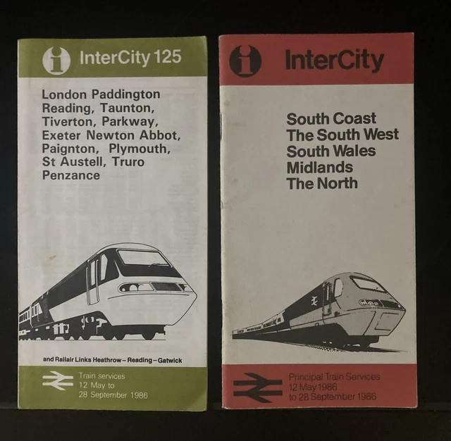 BRITISH RAILWAYS INTERCITY 125 Train Timetables SW /Penzance & South ...