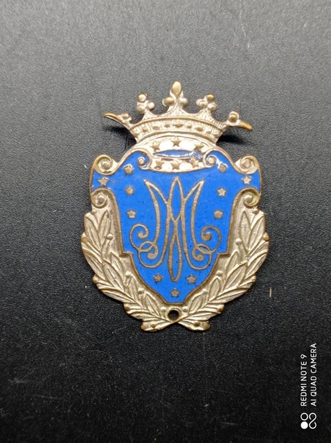 INSIGNE, MÉDAILLE BLASON royal armoirie monogramme de le reine Marie ...