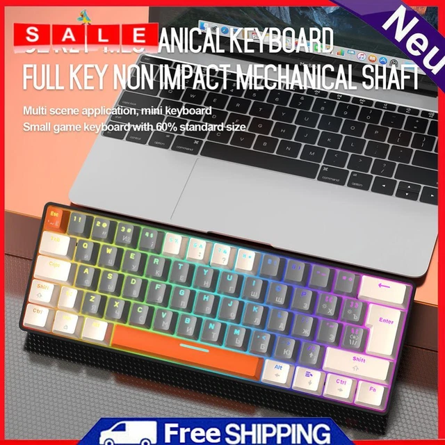 T60 MECHANICAL KEYBOARD USB Mini 62 Keys Gamer Keyboard Wired for Game ...