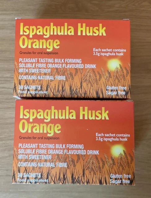 60 SACHETS OF Ispaghula Husk, Orange, (like Fybogel), 2 Boxes of 30 £11 ...