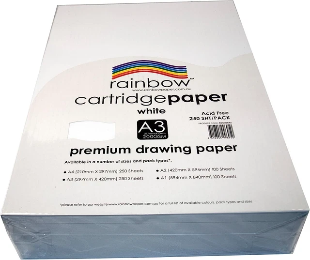 A3 200GSM DRAWING Cartridge 250 Sheets, White $88.90 - PicClick AU