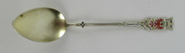 800 GRADE SILVER & Enamel Souvenir Spoon For Innsbruck, Austrian ...