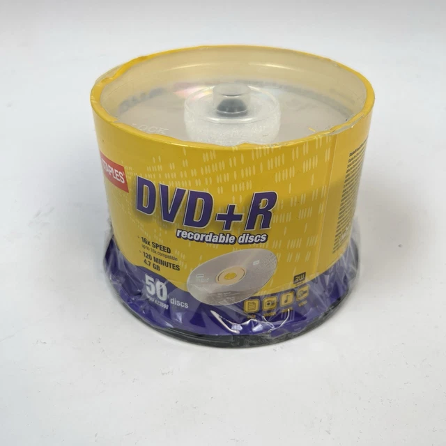 STAPLES DVD+R 4.7 GB 16x 120Min Recordable -50 Pack Spindle - Damaged ...