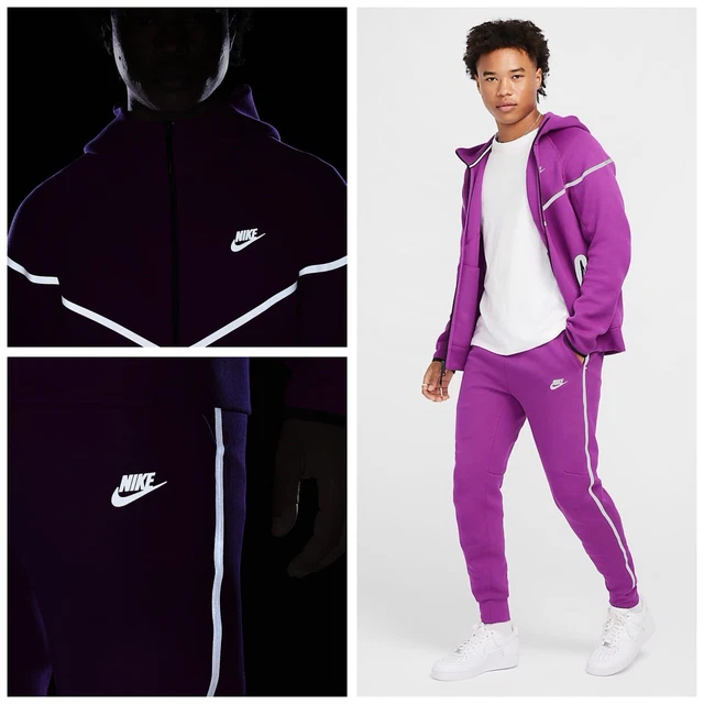MENS NIKE TECH Fleece Full Tracksuit Set Reflective Detail Bold Berry ...