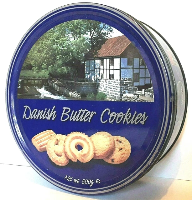 TIN ** DANISH BUTTER COOKIES - MILL HOUSE - 19 x 6 cm - VERY GOOD £15. ...