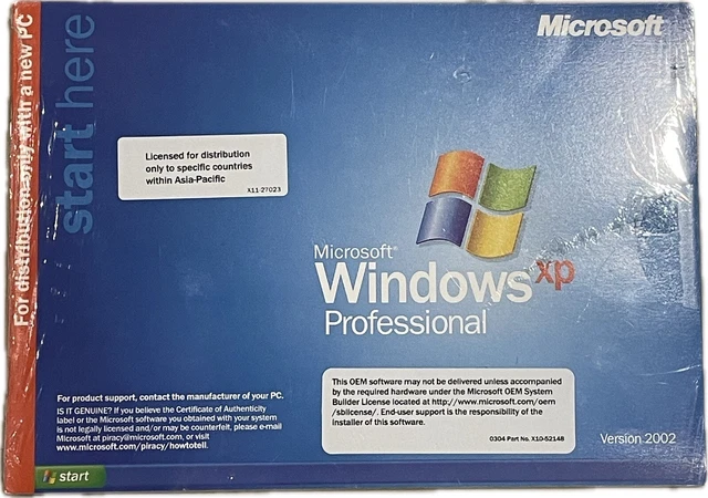MICROSOFT WINDOWS XP Professional Genuine Recovery Media 2002 COA ...
