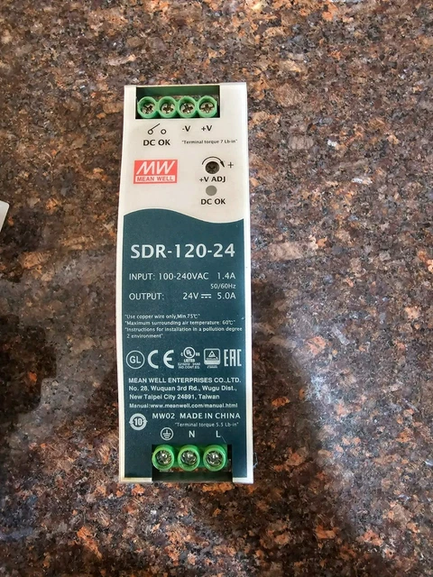 FUENTE DE ALIMENTACIÓN de riel DIN industrial Mean Well EDR-120-24 AC ...