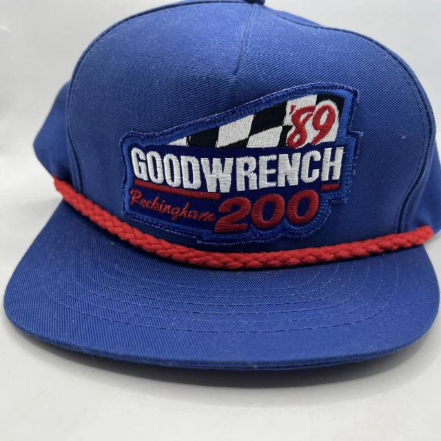 VINTAGE GOODWRENCH 200 1989 Rockingham Patch Blue Snapback Rope Nascar USA Hat £8.20 - PicClick UK