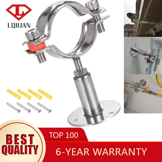 SUPPORT ADJUSTABLE PIPE Bracket Pipe Clamps Heavy Duty Wall Mount For ...