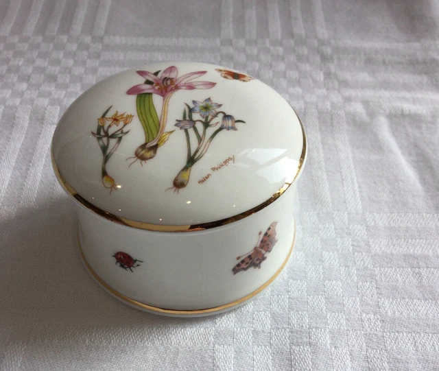 ROYAL CROWN DUCHY ‘ Canterbury Garden ‘ English Bone China Trinket Pot ...