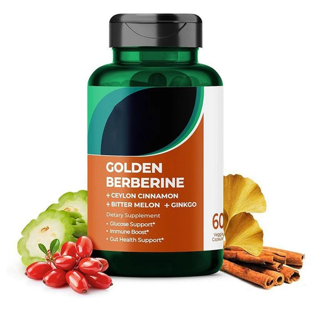 GOLDEN BERBERINE SUPPLEMENT 60 Caps for Metabolism, Gut Health & Immune ...