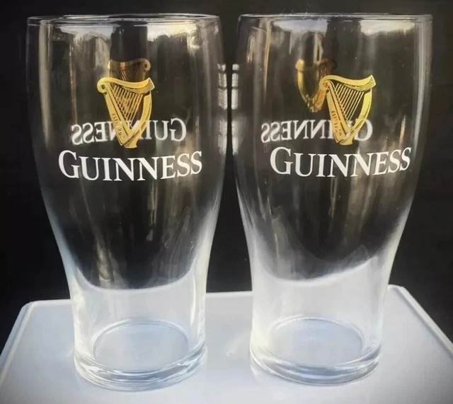 SET OF 2 x New Guinness Design Pint Glasses 20oz Brand New Pub Man Cave £15.50 - PicClick UK
