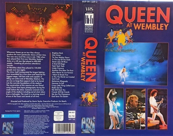VHS QUEEN AT Wembley 1990 Brian May Freddie Mercury John Deacon Roger ...