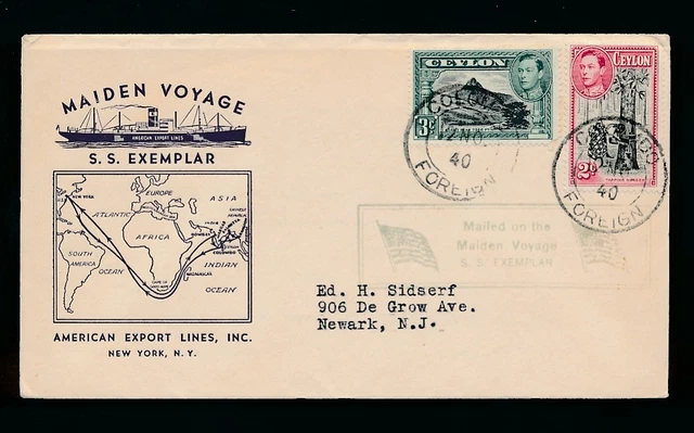 CEYLON SHIP SS Exemplar Ww2 Maiden Voyage 1940 American Export Lines £ ...