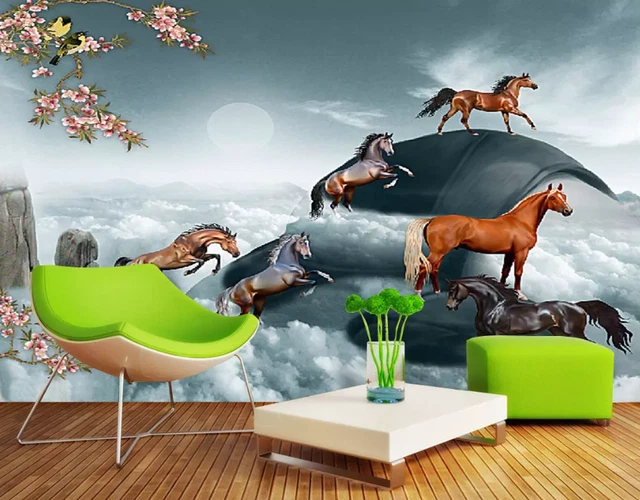 3D MOON CLOUD Horse 43177NA Wallpaper Wall Murals Removable Wallpaper ...