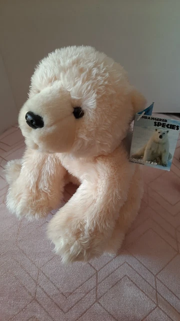 ENDANGERED SPECIES POLAR Bear Soft Toy Rare Older Type Blue Inside Tag ...