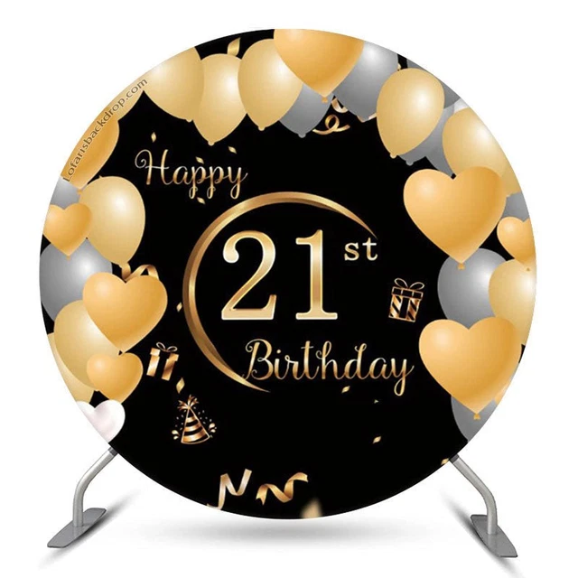 HEART BALLOON 21ST Happy Birthday Round Backdrop $36.09 - PicClick AU