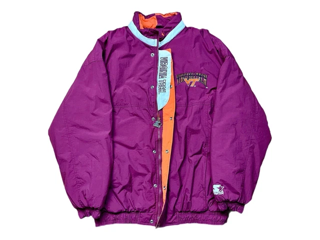 VINTAGE VIRGINIA TECH Hokies Starter Coach Parka Puffer Jacket NCAA ...