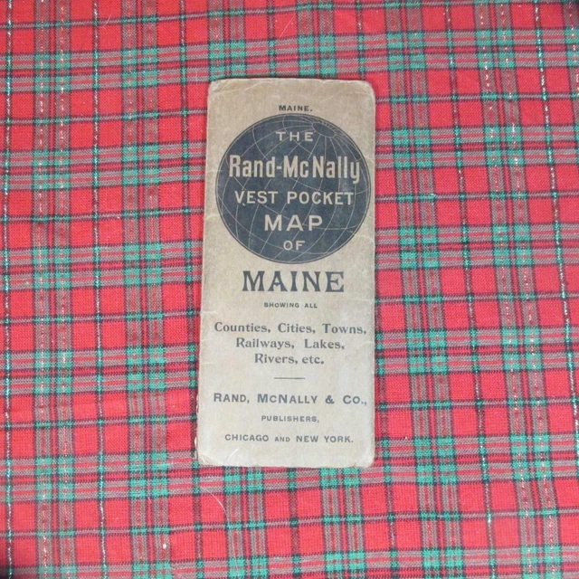 ANTIQUE 1895 RAND McNally Vest Pocket Map of MAINE, Outstanding ...