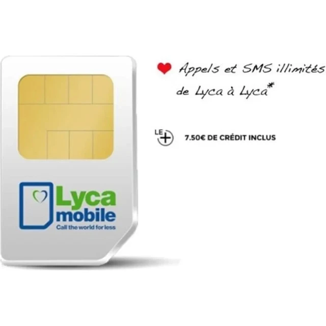 CARTE SIM LYCA Mobile Prépayée Sans engagement Sans Abonnement 7,50 ...
