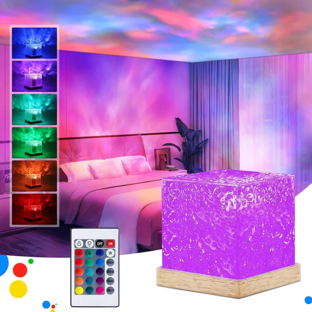 OCEAN WAVE PROJECTOR Light Cube Water Ripple Lamp LED Aurora Night ...