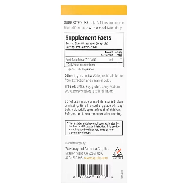 KYOLIC, AGED GARLIC Extract Liquid, 2 Bottles, (60 ml) Each, Expiry: 05 ...