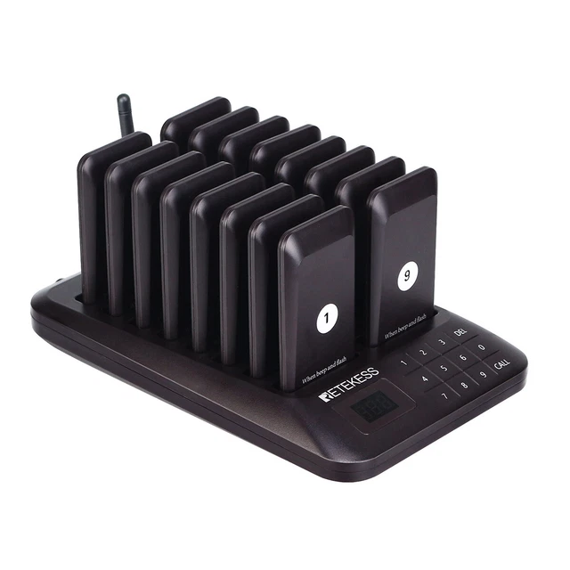 RETEKESS TD157 WIRELESS Restaurant Pager System Queuing 16Coaster Pager ...
