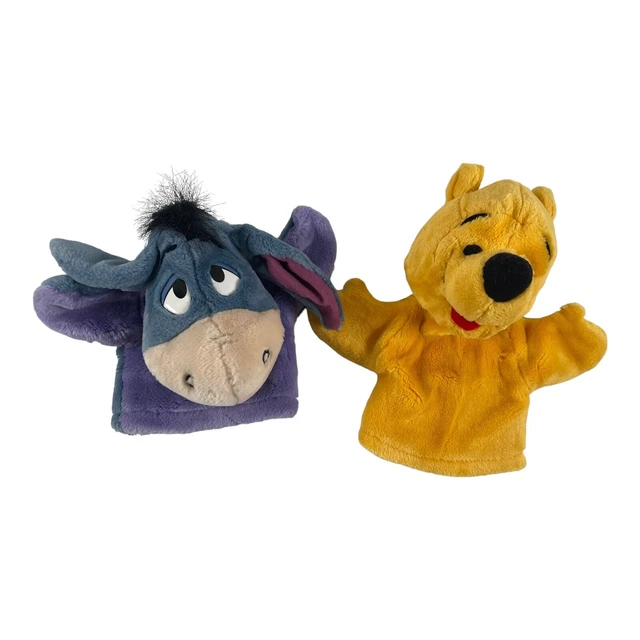 DISNEY WINNIE THE Pooh Hand Puppets Plush Set of 2 Eeyore & Pooh Mattel ...