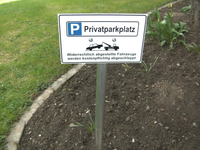 PARKPLATZ - Schild Privatparkplatz mit Pfosten + Schelle 1,0 mtr. lang ...
