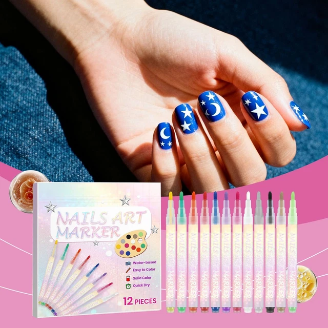 CHRISTMAS NAIL DESIGN Pens 12-Color Manicure Graffiti Markers Nail ...