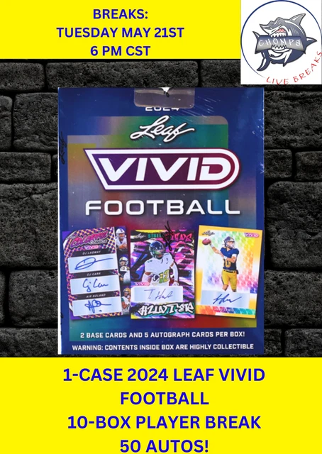 SAM HARTMAN - 2024 Leaf Vivid Football 1-Case 10-Box JOUEUR BREAK #1 50 ...