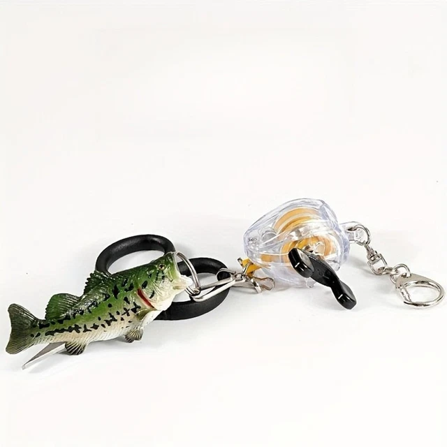 3D DESIGN SEA Bass Keychain Realistic Fishing Gear Keyring Backpack ...