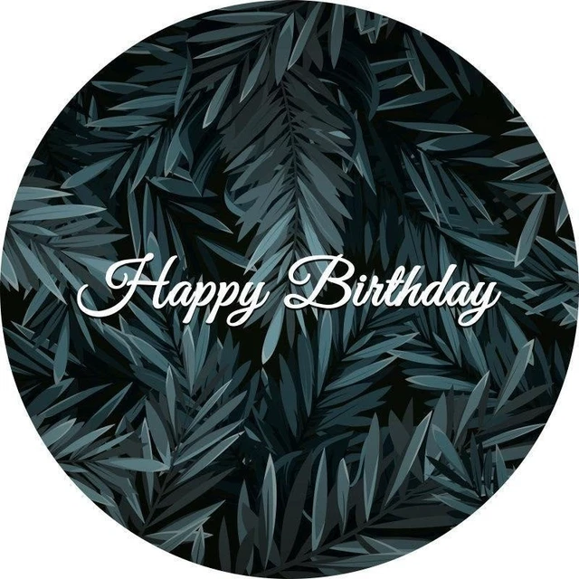 DARK GREEN LEAVES Round Happy Birthday Party Backdrop $35.97 - PicClick AU