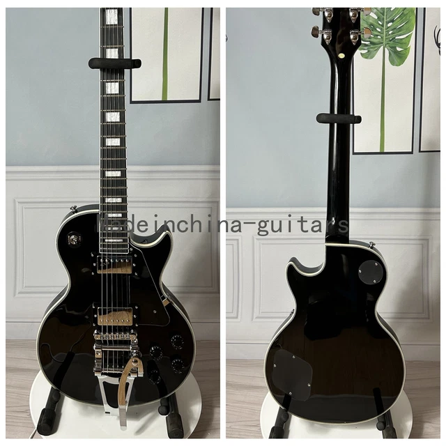 CUSTOM 6 STRING Black Electric Guitar 2H Pickups Bigsby Bridge Chrome ...