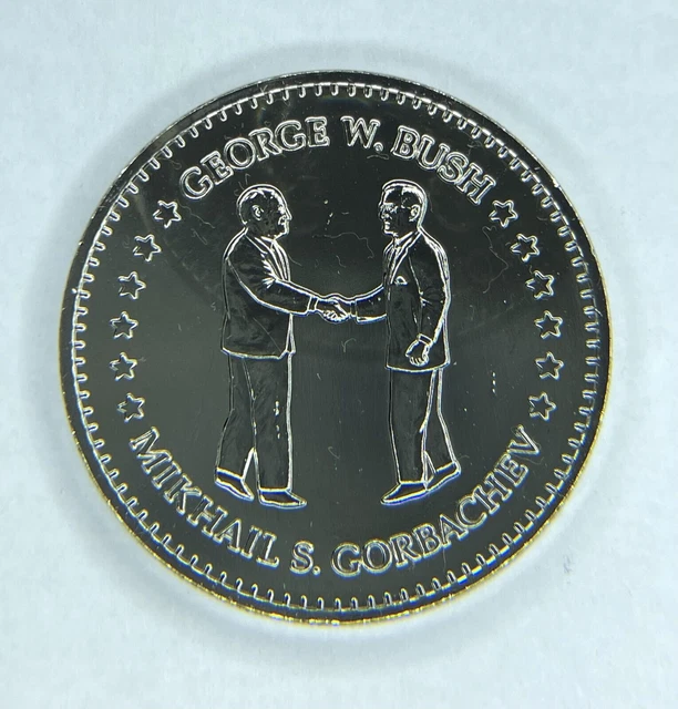 GEORGE W BUSH Mikhail S Gorbachev Double Eagle Commem Gold Gilded Coin ...