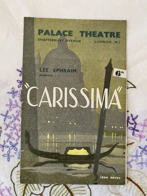CARISSIMA - C1960S - Palace Theatre Programme London - Shirl Conway £2. ...