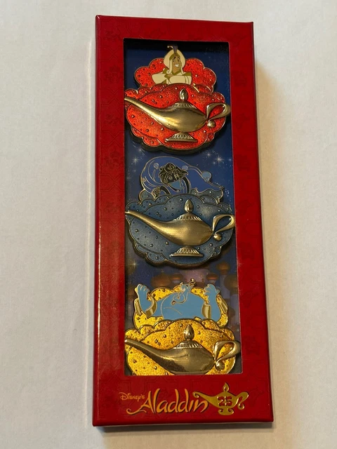 DISNEY ALADDIN 25TH Anniversary Three Pin Magic Lamp Pin Set LE 1000 ...
