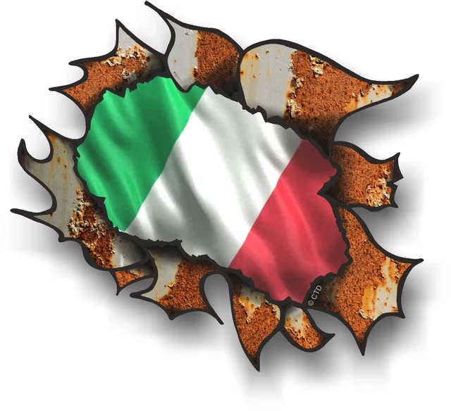 CLÁSICO RUST OXIDADO Rasgado Metálico Italia La Bandera Tricolor ...
