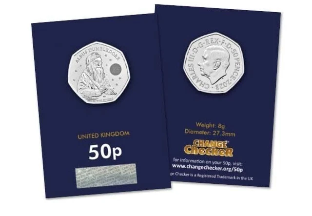 2023 PROFESSOR ALBUS Dumbledore 50p Coin BUNC Harry Potter 25 Years ...