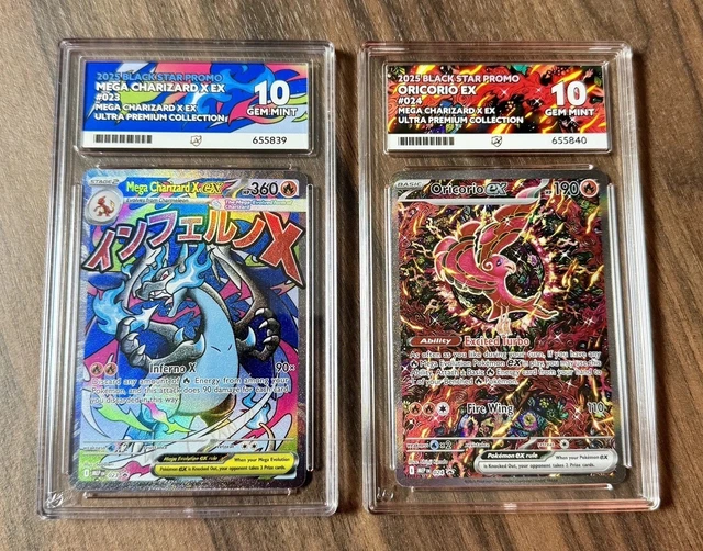 ACE 10 POKÉMON TCG Mega Charizard X ex 023 & Oricorio ex 024 UPC Promo ...