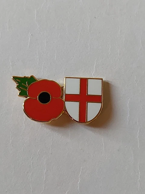ENGLISH FLAG POPPY - England St George Remembrance Day Enamel Badge £5. ...