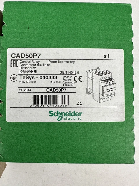 SCHNEIDER ELECTRIC CAD50P7 230V 50/60Hz Auxiliary Contactor $41.29 ...
