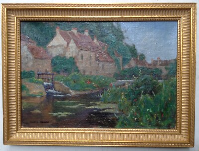 19TH CENTURY IMPRESSIONISM French River Landscape Oil Painting by ...