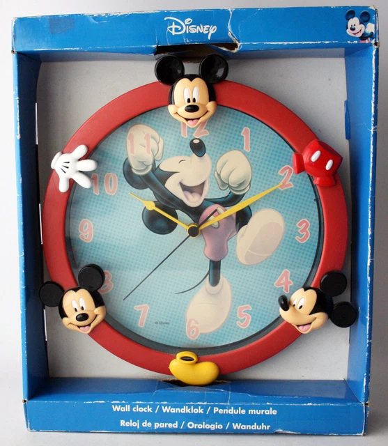 RARE VINTAGE 90'S DISNEY MICKEY MOUSE WALL CLOCK 28cm/11" NEW NOS ! £28 ...